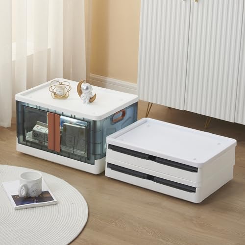 Shoe Storage Box,Plastic Stackable Shoe Organizer for Closet,Space Saving Shoe Storage Boxes,Lockable Sneaker Containers Case Bins with Lids & Wheels,Foldable Shoe Rack for Sneaker Boot (1 Pack)