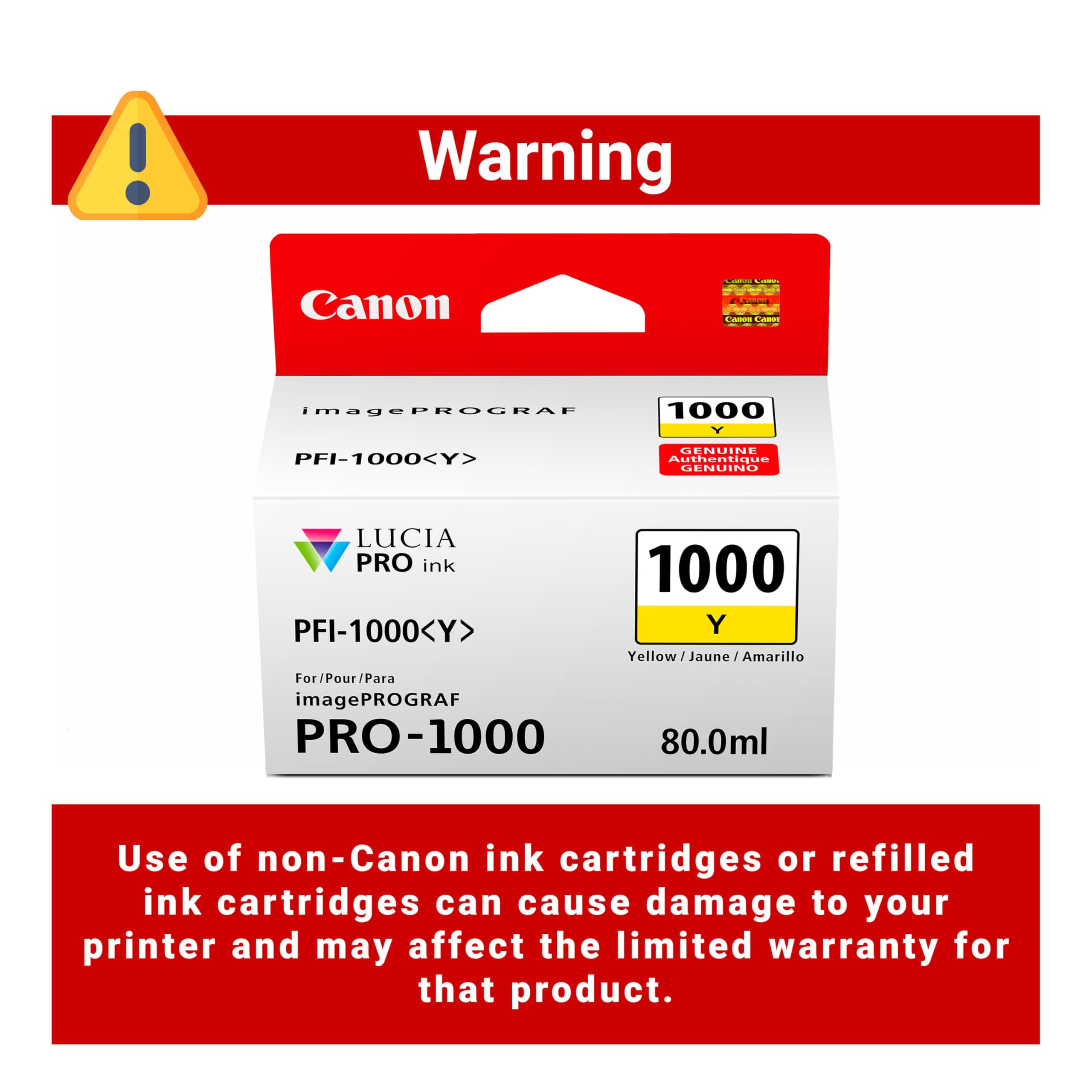 Canon 0549C002 CanonInk Lucia PRO PFI-1000 Yellow Individual Ink Tank