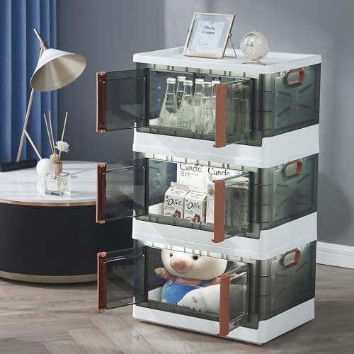 Shoe Storage Box,Plastic Stackable Shoe Organizer for Closet,Space Saving Shoe Storage Boxes,Lockable Sneaker Containers Case Bins with Lids & Wheels,Foldable Shoe Rack for Sneaker Boot (1 Pack)