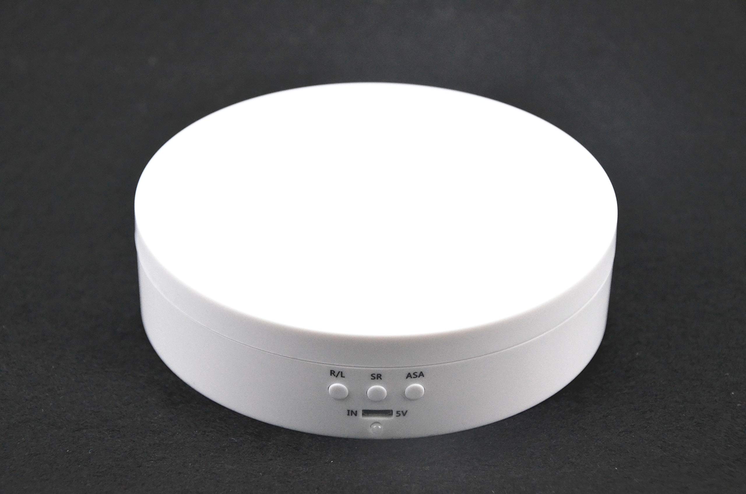 AIGICO Motorized Rotating Stand, 5.4Inch Max Loading 6.6Lb Battery USB Use Display Turntable for Jewelry Cake 3D Curing Resin Prints Spinner Shelf(White with Mirror Sticker)