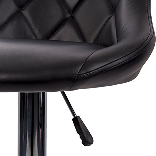 Ergonomic Design Bar stool Adjustable Hydraulic 360 Degree Swivel Stable Steel Frame Hight Density Cushion Seat Kitchen Dining Chair Pub Stool - Set of 4 Black #1953blk
