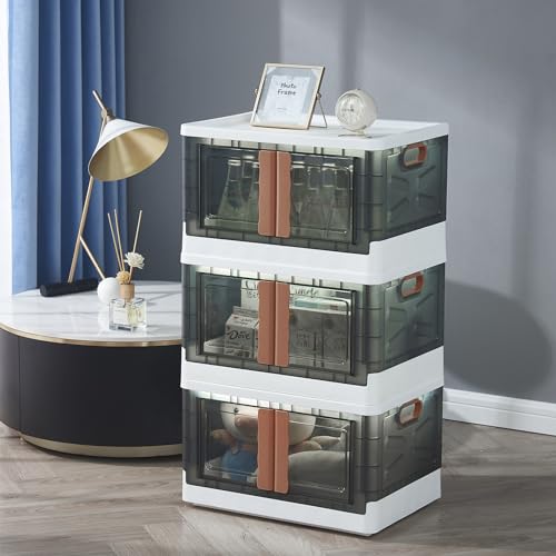 Shoe Storage Box,Plastic Stackable Shoe Organizer for Closet,Space Saving Shoe Storage Boxes,Lockable Sneaker Containers Case Bins with Lids & Wheels,Foldable Shoe Rack for Sneaker Boot (1 Pack)