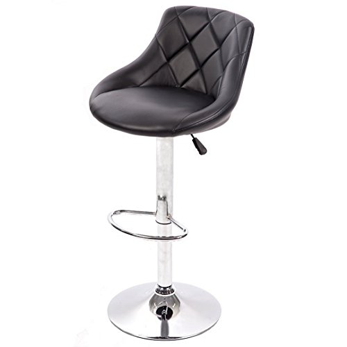 Ergonomic Design Bar stool Adjustable Hydraulic 360 Degree Swivel Stable Steel Frame Hight Density Cushion Seat Kitchen Dining Chair Pub Stool - Set of 4 Black #1953blk