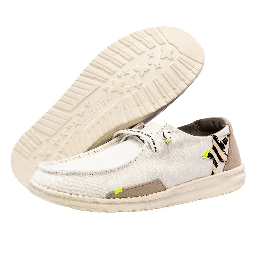 Hey Dude Women's Wendy Star White Size 6 | Women’s Shoes | Women’s Lace Up Loafers | Comfortable & Light-Weight