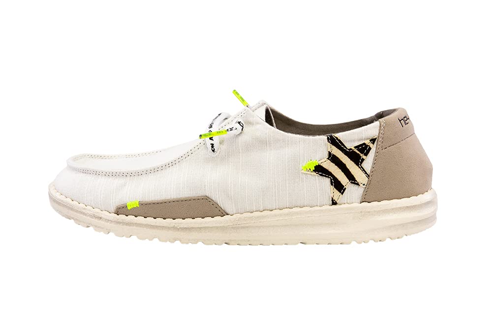 Hey Dude Women's Wendy Star White Size 6 | Women’s Shoes | Women’s Lace Up Loafers | Comfortable & Light-Weight