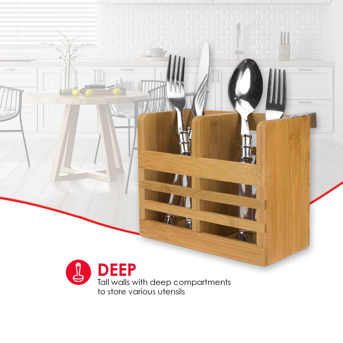 Home Basics CH44543 Bamboo Utensil Holder, Natural