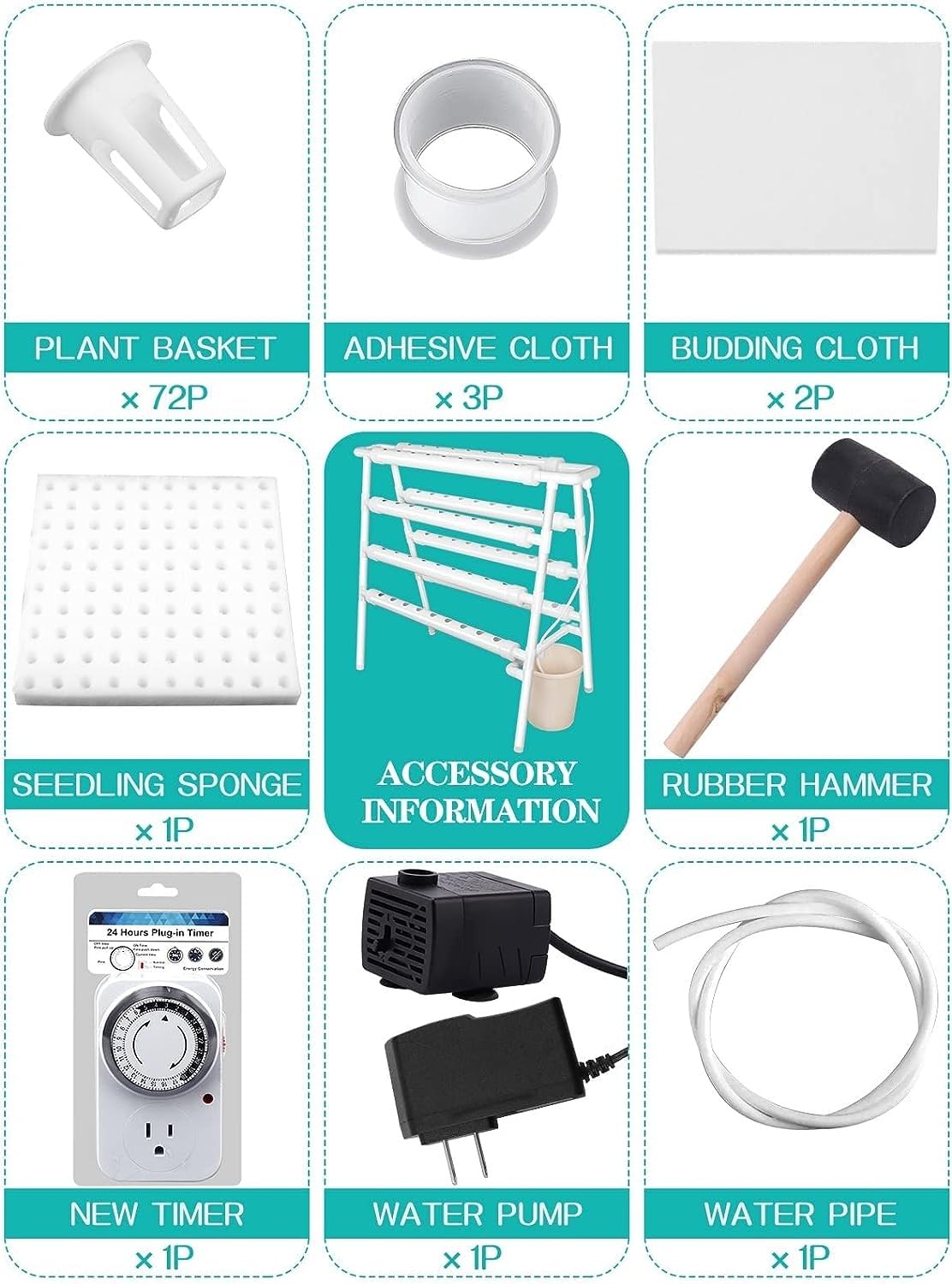 Hydroponic Grow Kit Hydroponics Growing System 4 Layers 72 Plant Sites Food-Grade Pipes Hydroponic Planting Equipment with Water Pump