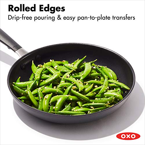 OXO Good Grips 10" Frying Pan Skillet, 3-Layered German Engineered Nonstick Coating, Stainless Steel Handle with Nonslip Silicone, Black