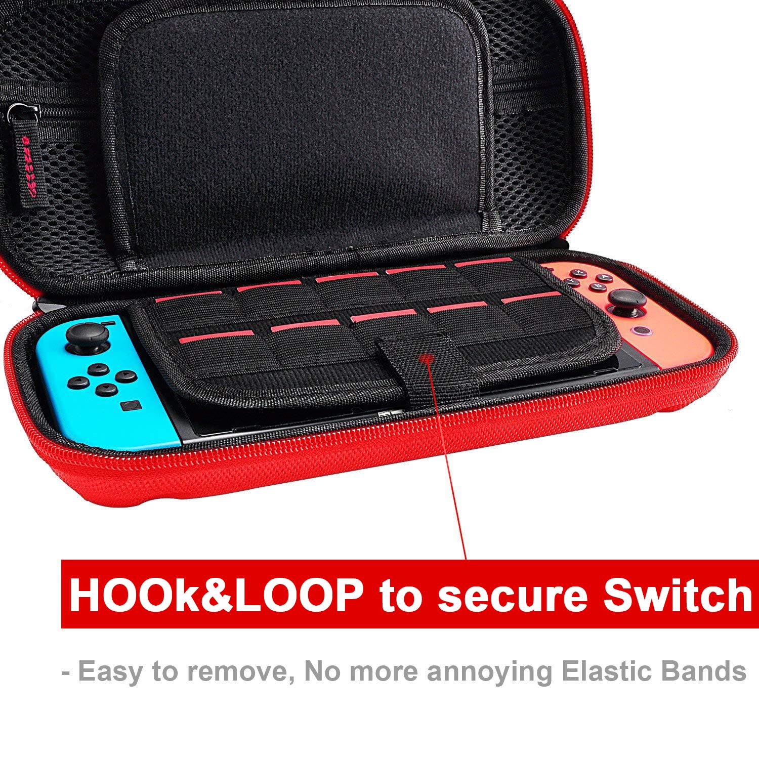 daydayup Switch Carrying Case Compatible with Nintendo Swtich, with 20 Games Cartridges Protective Hard Shell Travel Carrying Case Pouch for Console & Accessories(Red)