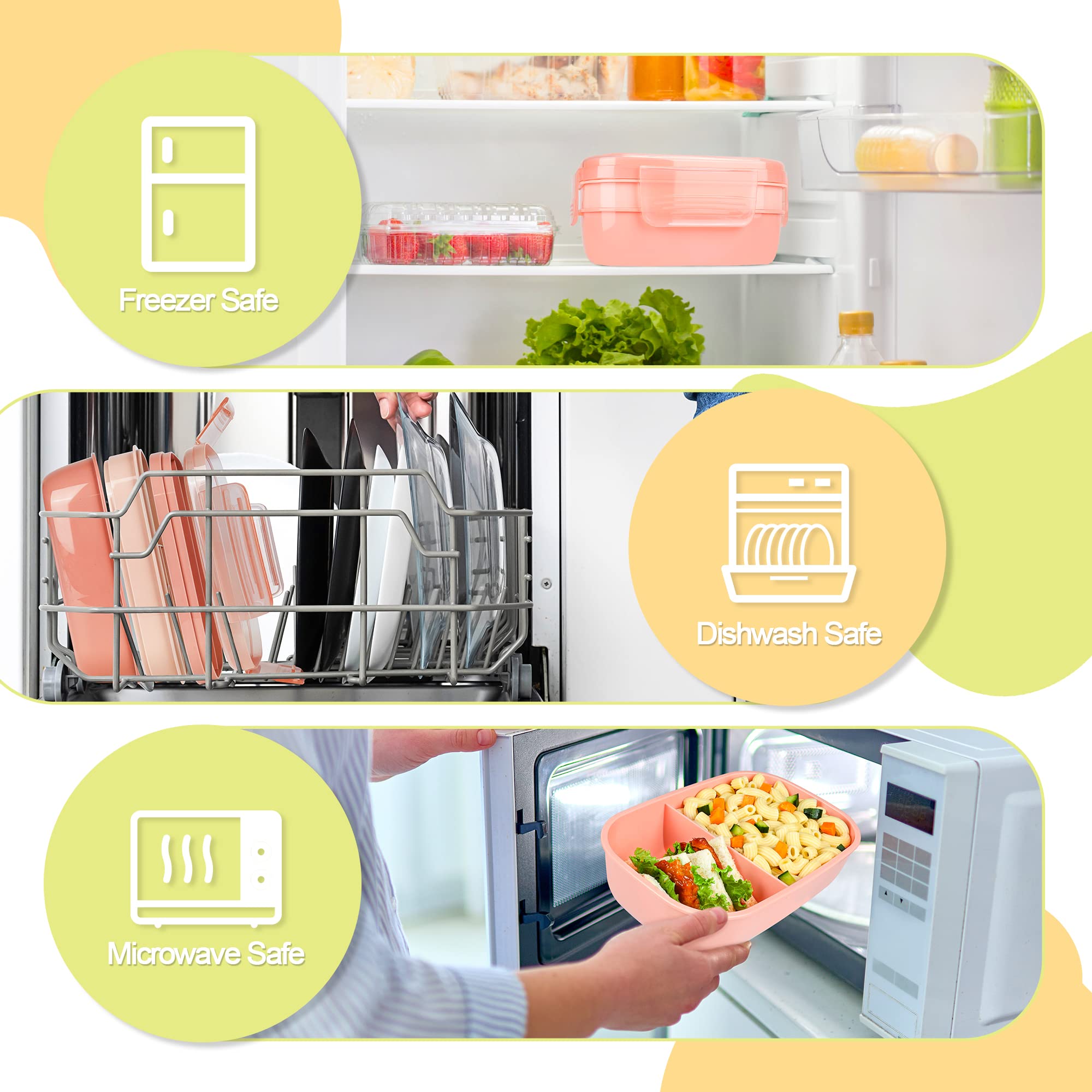 MKAVOE Bento Box Adult Lunch Box, All-in-One Stackable Bento Lunch Containers, 8 Compartments Design Bento Lunch Box for Adults/Kids with Utensil Set, Leakproof Bento Boxes for Work, Picnic, School