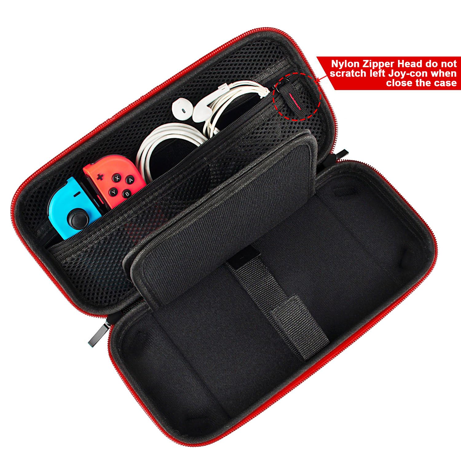 daydayup Switch Carrying Case Compatible with Nintendo Swtich, with 20 Games Cartridges Protective Hard Shell Travel Carrying Case Pouch for Console & Accessories(Red)