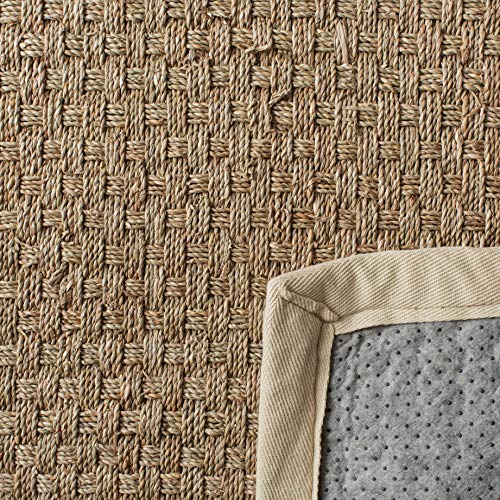 SAFAVIEH Natural Fiber Collection 8' x 10' Ivory NF114J Border Basketweave Seagrass Area Rug