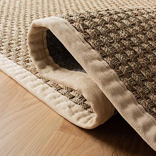 SAFAVIEH Natural Fiber Collection 8' x 10' Ivory NF114J Border Basketweave Seagrass Area Rug