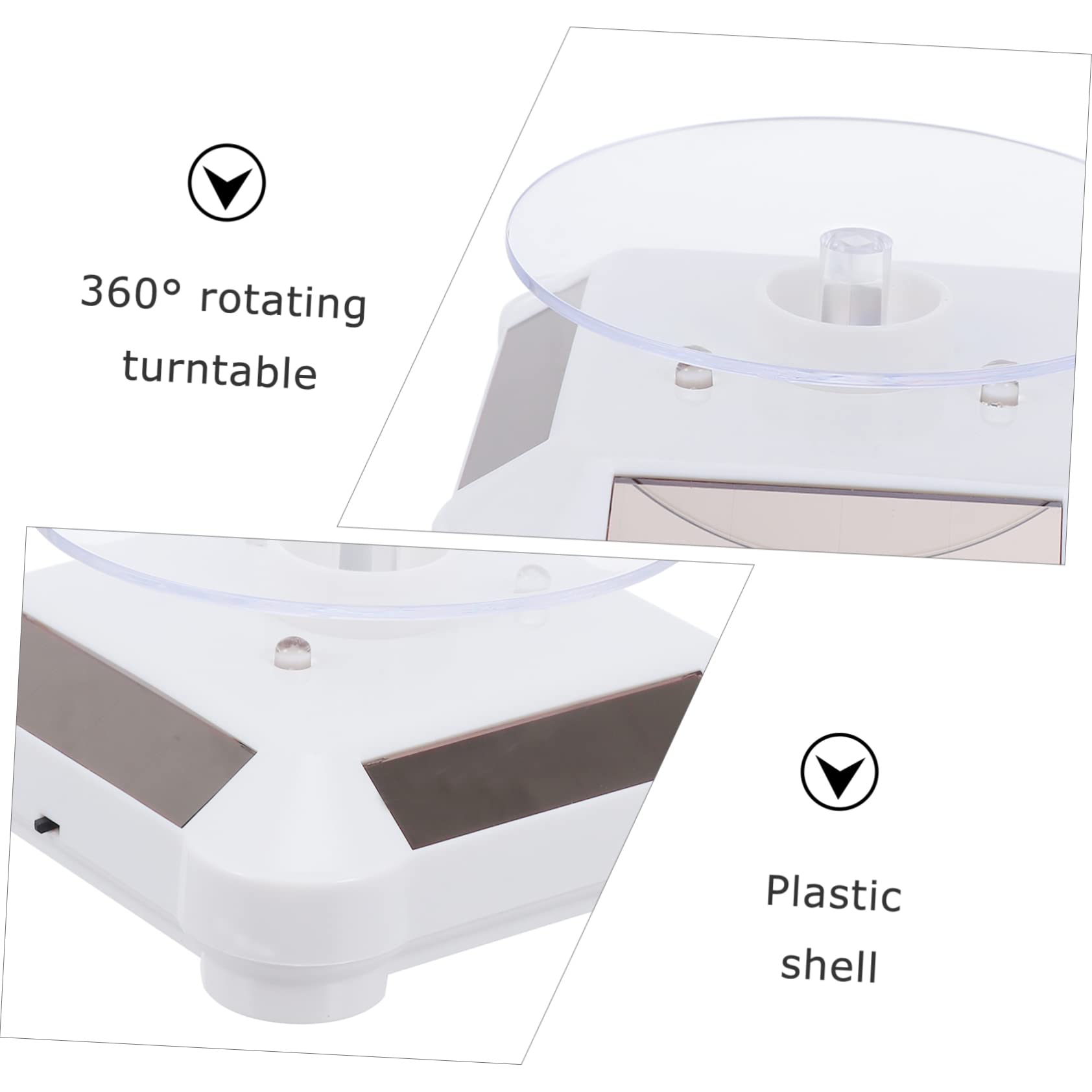 SEWACC Solar Jewelry Showcase Turntable Display Stand Led Lights Rotating Rack Odor for Shop and Home Decor