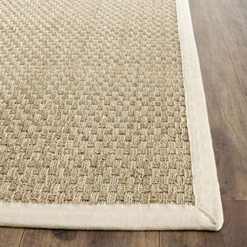 SAFAVIEH Natural Fiber Collection 8' x 10' Ivory NF114J Border Basketweave Seagrass Area Rug