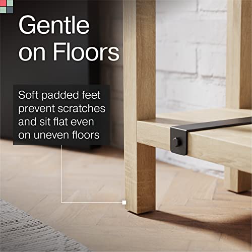 Modern Farmhouse Wood Entryway Table – Skinny Console Table with Storage – Entry Table with Metal Details – Narrow Sofa Table - Living Room Furniture – Modern Home Décor (White Washed Oak)