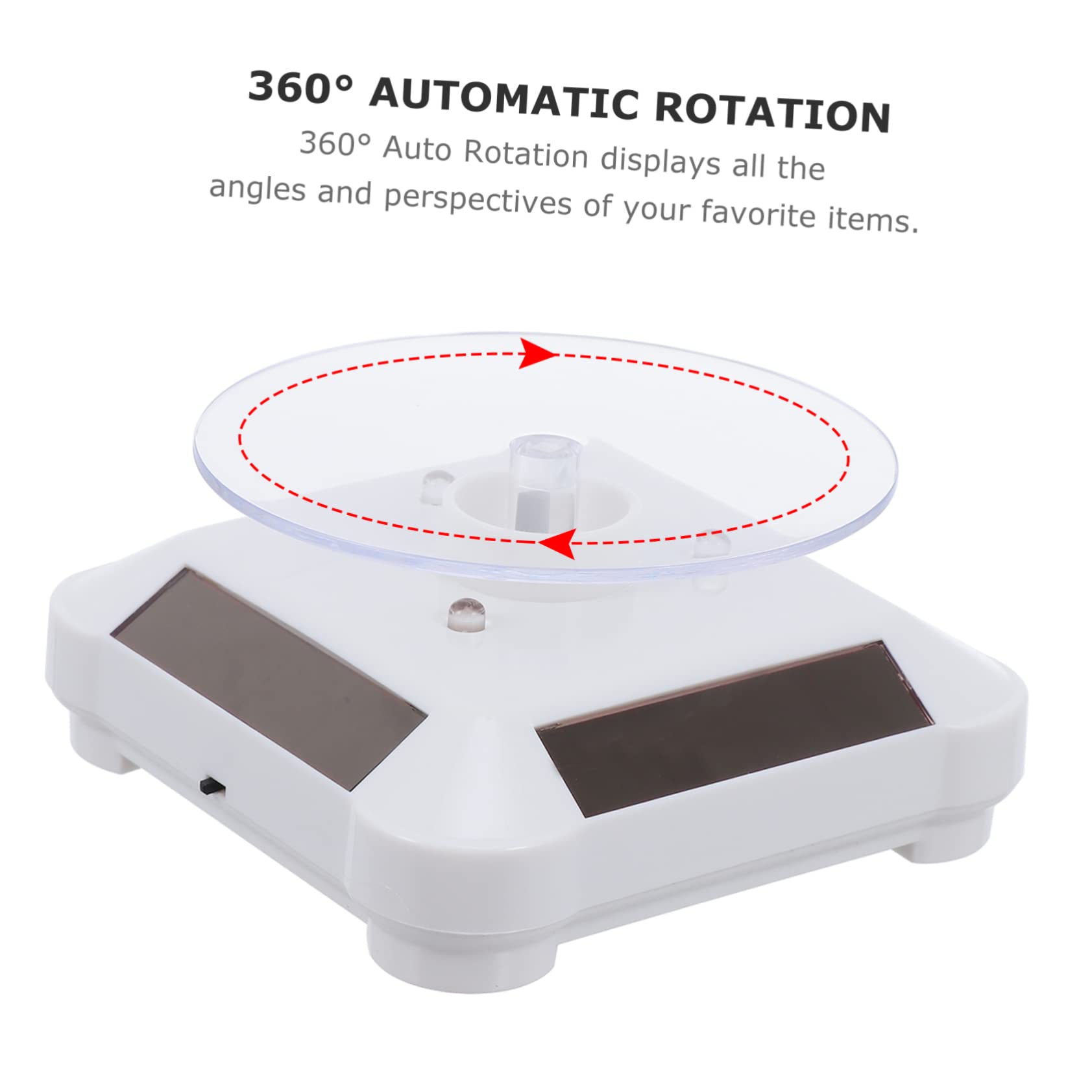 SEWACC Solar Jewelry Showcase Turntable Display Stand Led Lights Rotating Rack Odor for Shop and Home Decor