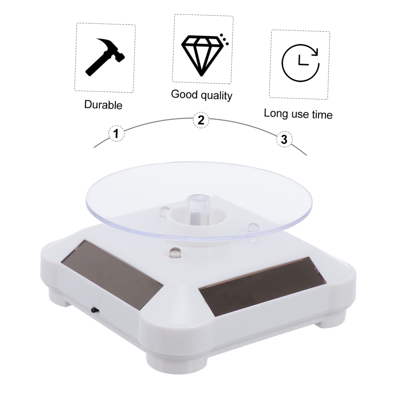 SEWACC Solar Jewelry Showcase Turntable Display Stand Led Lights Rotating Rack Odor for Shop and Home Decor