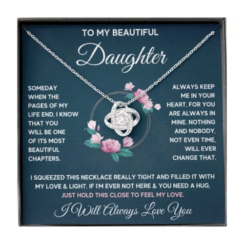 Daughter Gift From Mom Mother Daughter Necklace Birthday Graduation Christmas Jewelry Gifts For My Beautiful Daugther Adult Daughter with Message Card and Gift Box. Gift for Daughter. Daughter Gift. Necklace for Daughter Gift (Standard Box, Chapters Squee