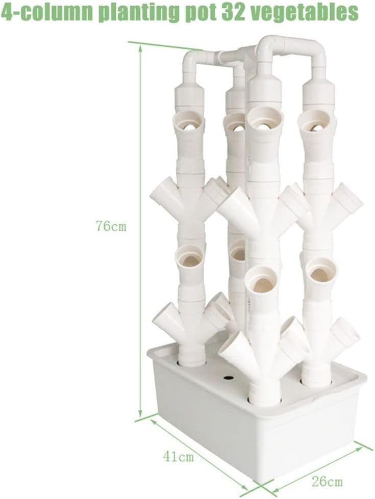 Tower Planting System 16/24/32 Holes Aquaponics Growing System Fruits and Vegetables Aeroponics Kit with Moisturizing Pump, Adapter, Mesh Pots(Size:4columns)