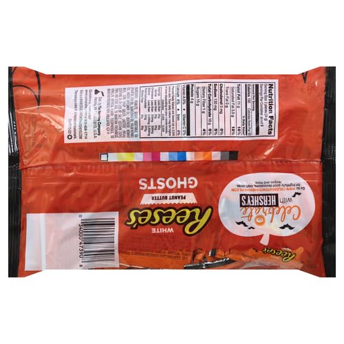 REESE'S White Creme Peanut Butter Snack Size Ghosts Candy, Halloween, 10.2 oz, Bag