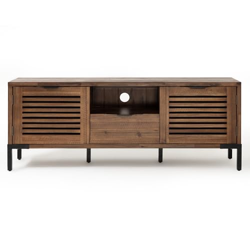 Bme Millie Solid Wood TV Stand for TVs up to 65 Inches, Modern Farmhouse TV Stand with Rustic Charm, TV Stands for Living Room, Chestnut