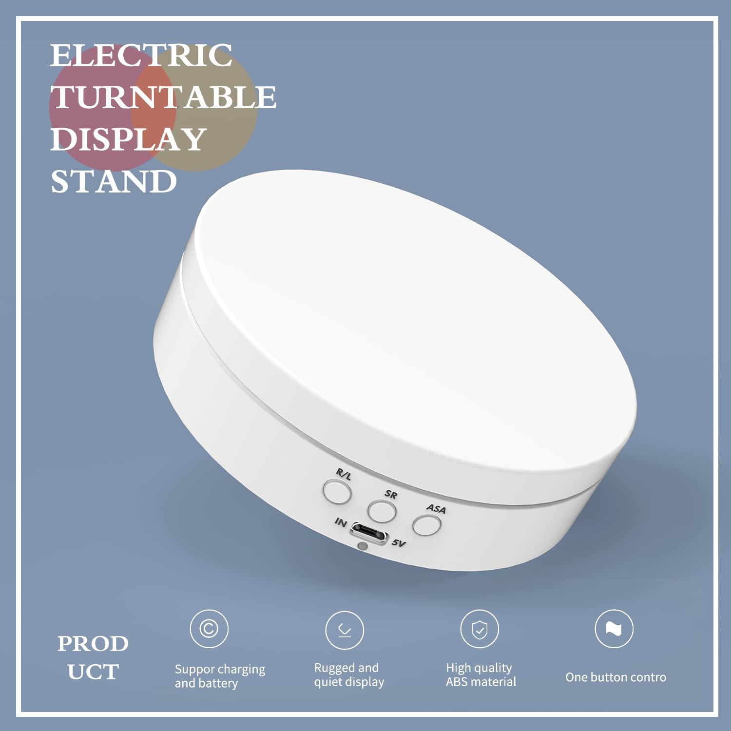 5.4 inch Electric Rotating Display Stand, 6.6 LbS 360 Degree Rotating Turntable Motorized Rotating Stand Display Table for Photography for Display Jewelry,Watch, 3D Models,Digital Product (White)