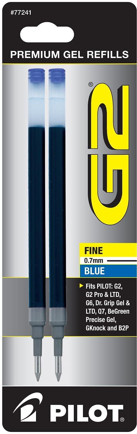 Value Pack of 6 - Pilot G2 Gel Ink Refill, 2-Pack for Rolling Ball Pens, Fine Point, Blue Ink (77241)
