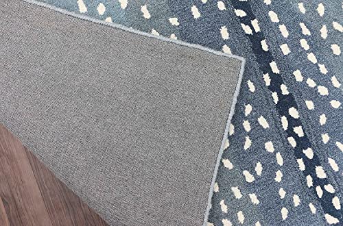 Wallard Antelope Cheetah Blue,Neutral,Grey,Mink Animal Contemporary Handmade 100% Woolen Area Rugs & Carpets (Blue, 2.6x8)