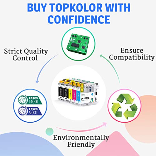 Topkolor Compatible Ink Cartridges Replacement for Brother LC103 LC101 LC103XL for Printer MFC-J870DW MFC-J450DW MFC-J6920DW 15 Combo Packs, Newest Chips.