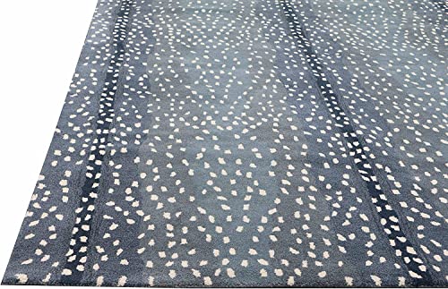 Wallard Antelope Cheetah Blue,Neutral,Grey,Mink Animal Contemporary Handmade 100% Woolen Area Rugs & Carpets (Blue, 2.6x8)