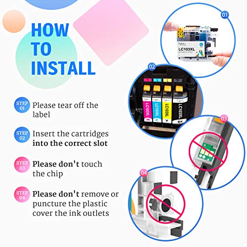 Topkolor Compatible Ink Cartridges Replacement for Brother LC103 LC101 LC103XL for Printer MFC-J870DW MFC-J450DW MFC-J6920DW 15 Combo Packs, Newest Chips.