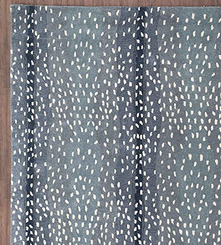 Wallard Antelope Cheetah Blue,Neutral,Grey,Mink Animal Contemporary Handmade 100% Woolen Area Rugs & Carpets (Blue, 2.6x8)