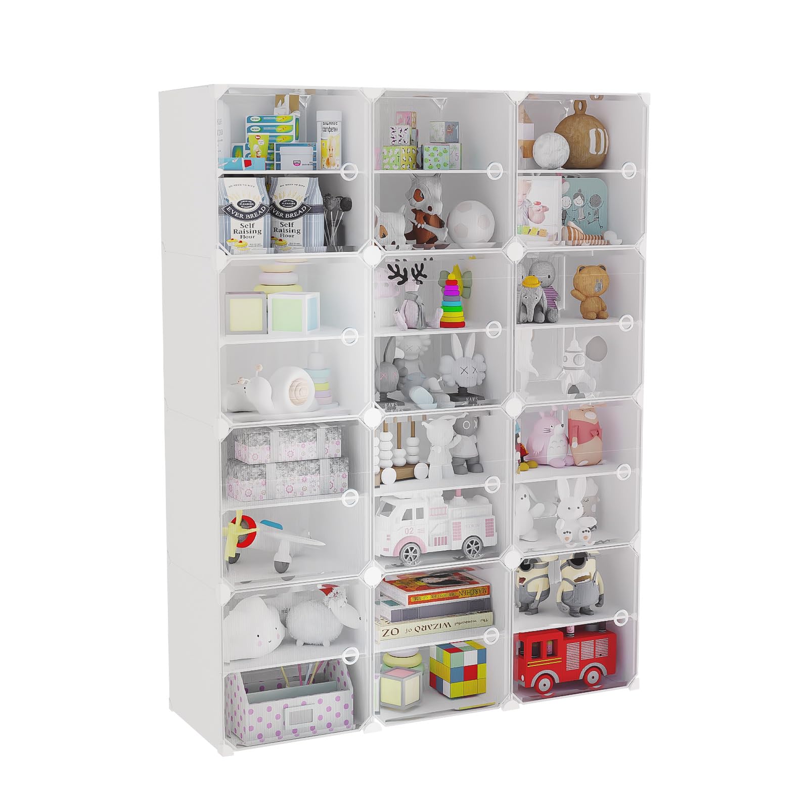 KONKENIE 12 Tiers Dust-proof Shoe Boxes 96 Pairs Modern Cube Storage Cabinet Rectangle Stackable Closet Shoe Box Storage Cabinet Organizer for DIY Home Bedroom Living Room Porch White (4 * 12)