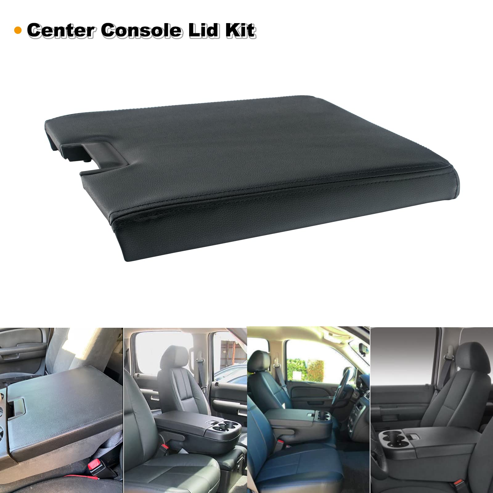 NHILES Center Console Lid Kit with Latch Compatible with 2007-2013 Chevy Tahoe/Avalanche/ 2008-2014 Silverado/GMC Yukon(XL)/Sierra 1500/2500/3500 center console cover replace #20864151(Black)
