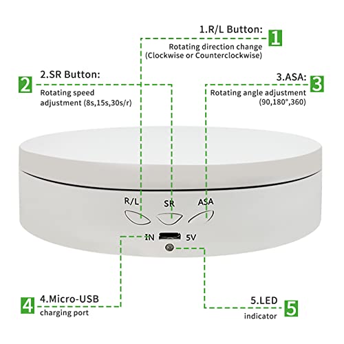 ZLMONDEE 3 in 1 Motorized Turntable Lazy Suan Rotating Display Stand with 5.74/7.08/8.66 inch Replacement Cover,360 Degree for Cake Photography Products and Video Show Load 22lbs (White)