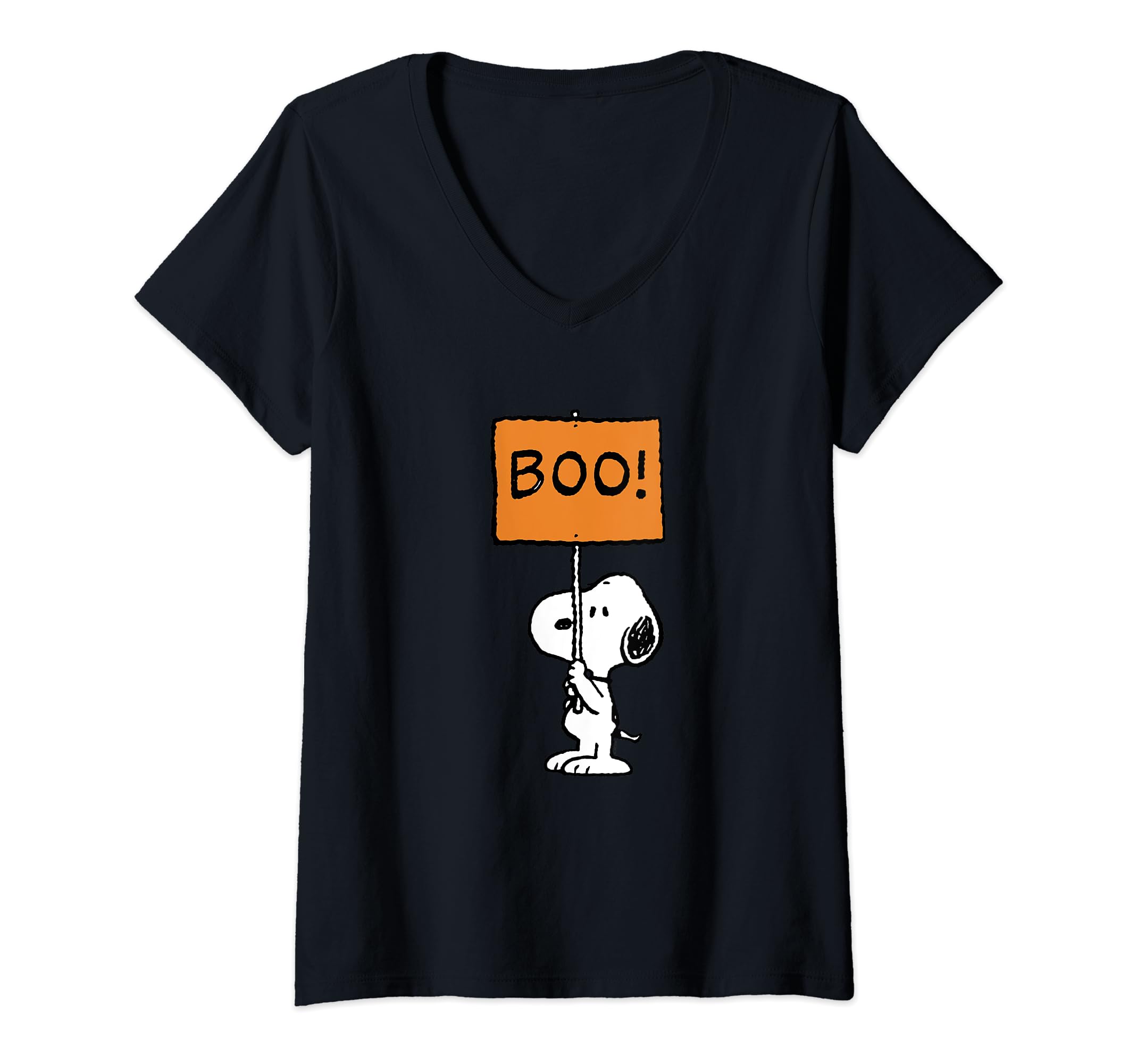 Womens Peanuts Halloween Snoopy Boo! V-Neck T-Shirt