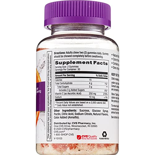 CVS Health Vitamin C Orange Flavored Gummies 250 mg, 60CT