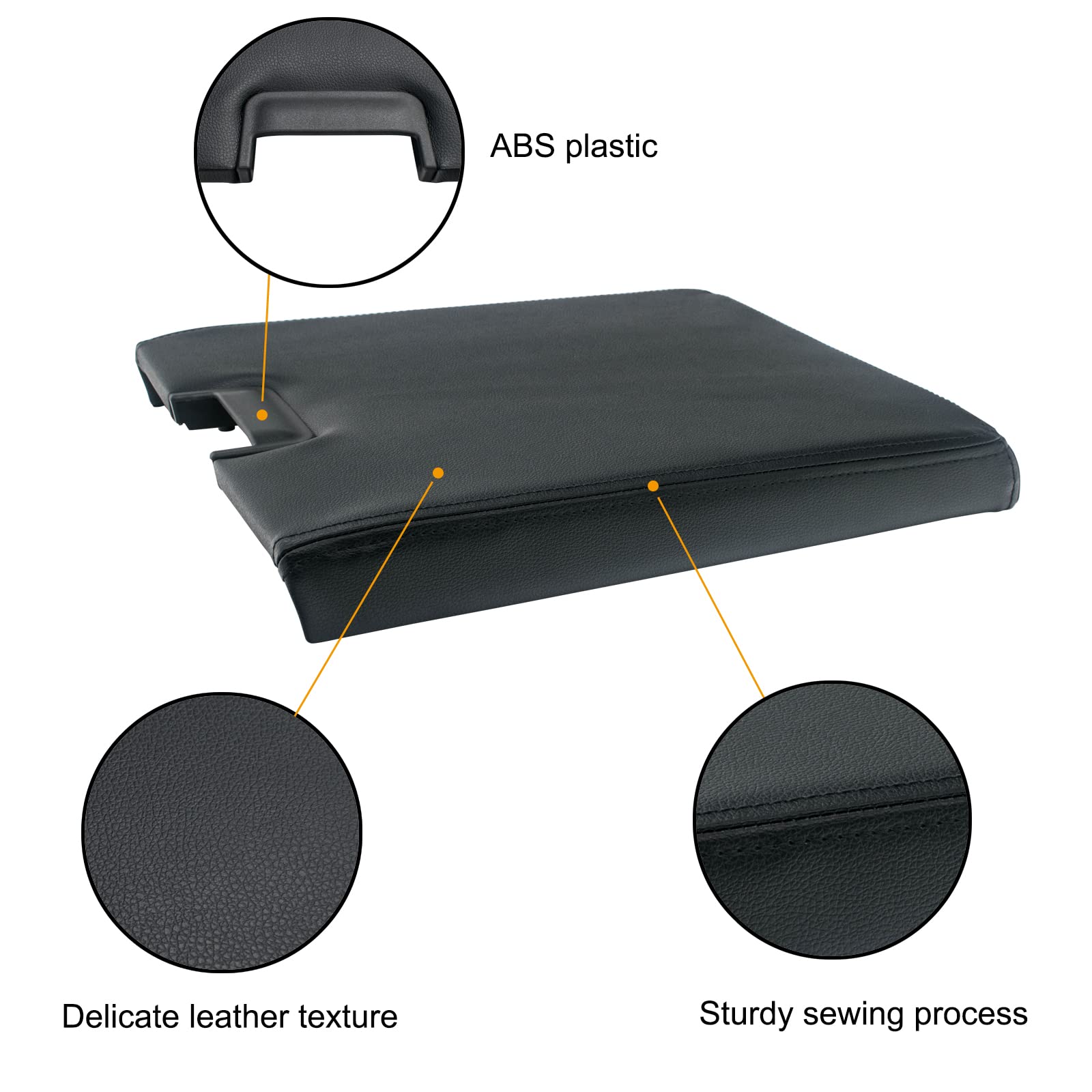 NHILES Center Console Lid Kit with Latch Compatible with 2007-2013 Chevy Tahoe/Avalanche/ 2008-2014 Silverado/GMC Yukon(XL)/Sierra 1500/2500/3500 center console cover replace #20864151(Black)