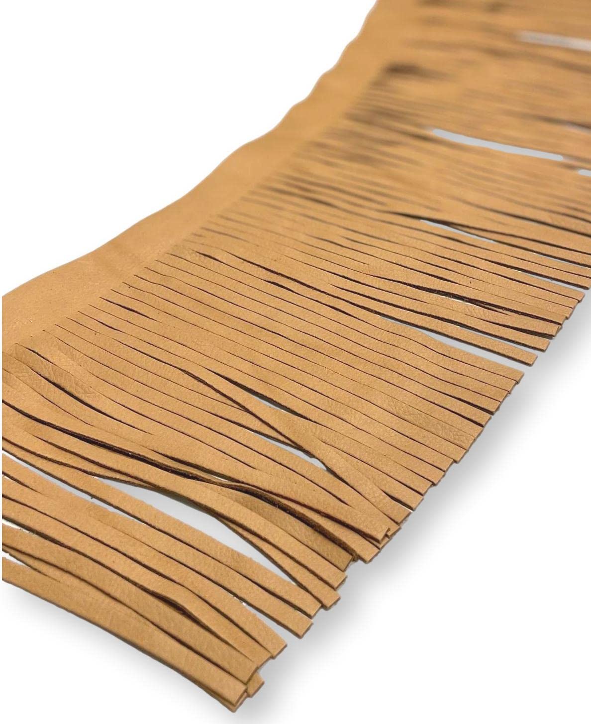 Leather Fringe Sold by The Foot (1 FT, Tan)
