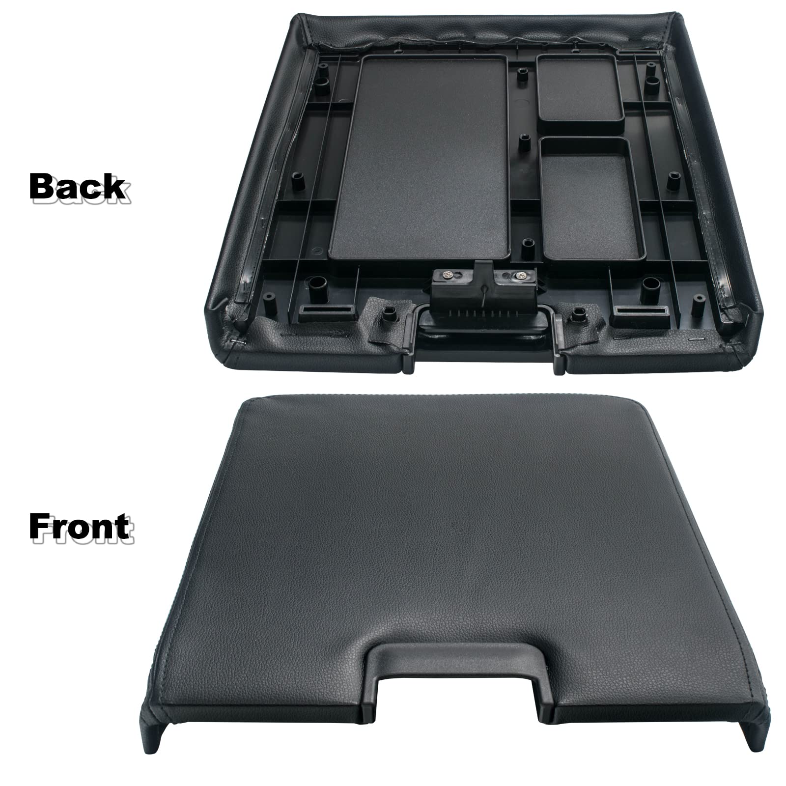 NHILES Center Console Lid Kit with Latch Compatible with 2007-2013 Chevy Tahoe/Avalanche/ 2008-2014 Silverado/GMC Yukon(XL)/Sierra 1500/2500/3500 center console cover replace #20864151(Black)