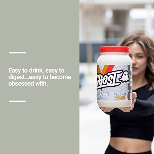 GHOST Vegan Protein Powder, Banana Pancake Batter - 2lb, 20g of Protein - Plant-Based Pea & Organic Pumpkin Protein - Post Workout & Nutrition Shakes, Smoothies, & Baking - Soy & Gluten-Free