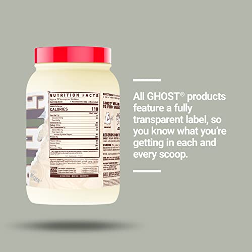 GHOST Vegan Protein Powder, Banana Pancake Batter - 2lb, 20g of Protein - Plant-Based Pea & Organic Pumpkin Protein - Post Workout & Nutrition Shakes, Smoothies, & Baking - Soy & Gluten-Free