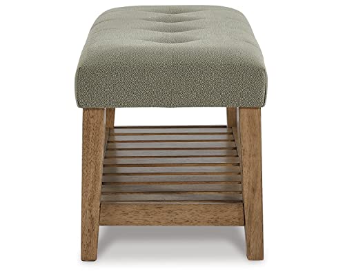Signature Design by Ashley Cabellero Modern Upholstered Accent Bench, Light Gray & Brown