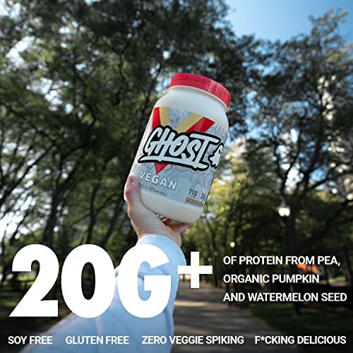 GHOST Vegan Protein Powder, Banana Pancake Batter - 2lb, 20g of Protein - Plant-Based Pea & Organic Pumpkin Protein - Post Workout & Nutrition Shakes, Smoothies, & Baking - Soy & Gluten-Free