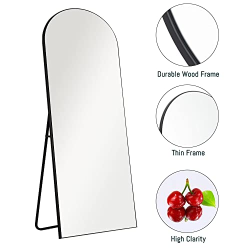 Natsukage Arched Floor Mirror Full Length Mirror Large Long Arched Mirror Wall Mounted Mirror Full Body Dressing Mirror for Bathroom/Bedroom/Living Room Polystyrene Frame(Arched Black, 65" x 22")