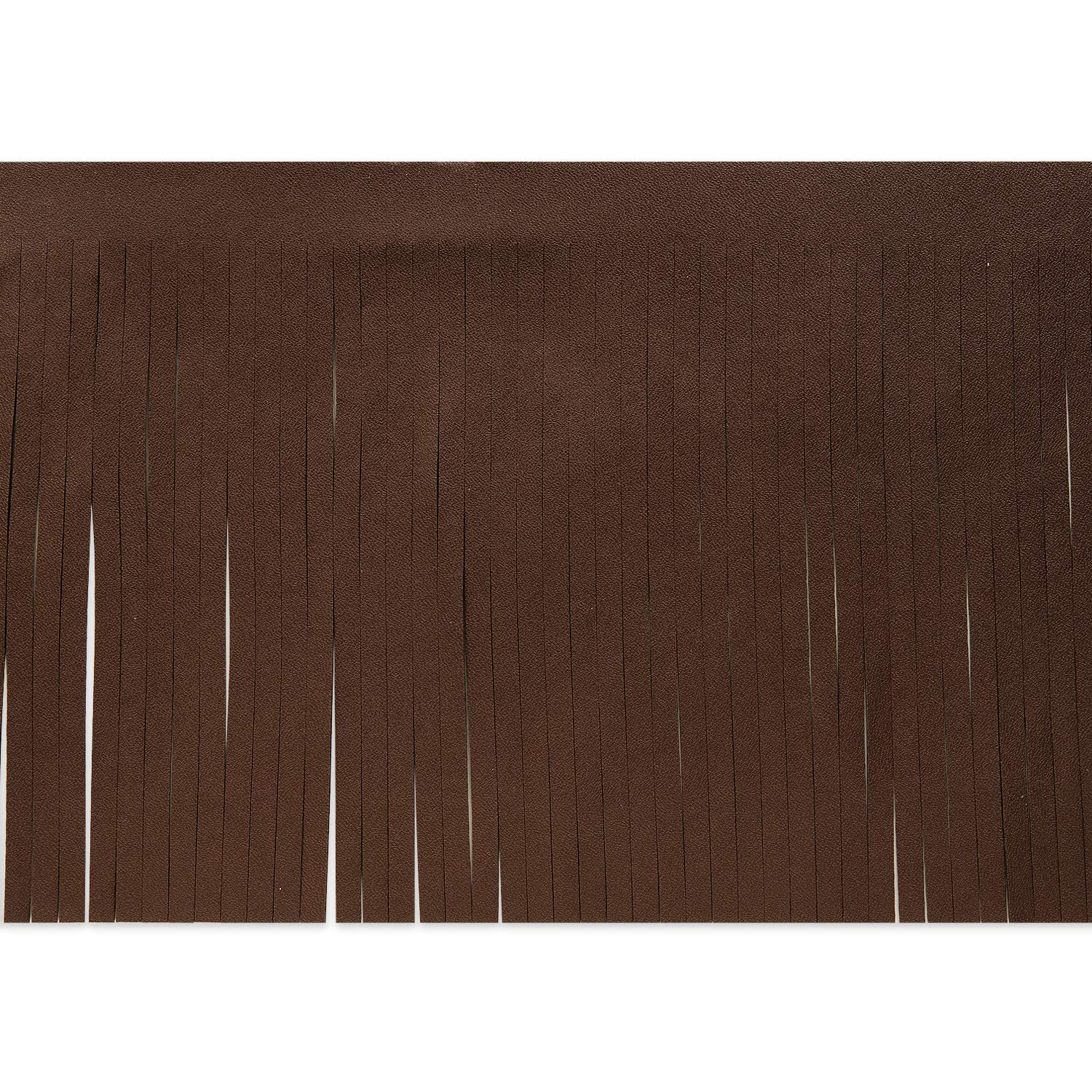 Trims by the Yard 6" Premium Vegan Leather Fringe Trim | Brown | (5 yard cut)