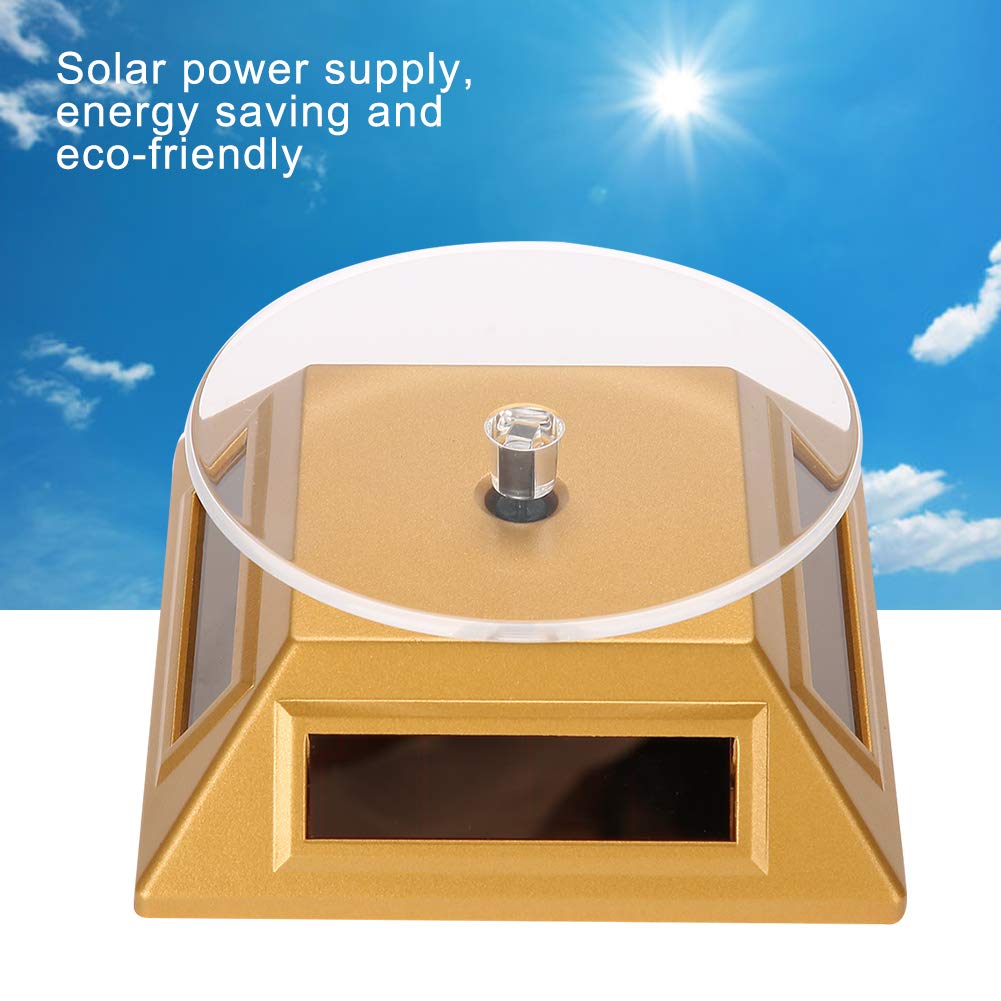 Antilog Jewelry Display Stand, Solar Showcase 360 Degrees Turntable Rotating Watch Phone Jewelry Organizer Display Stand(Gold)