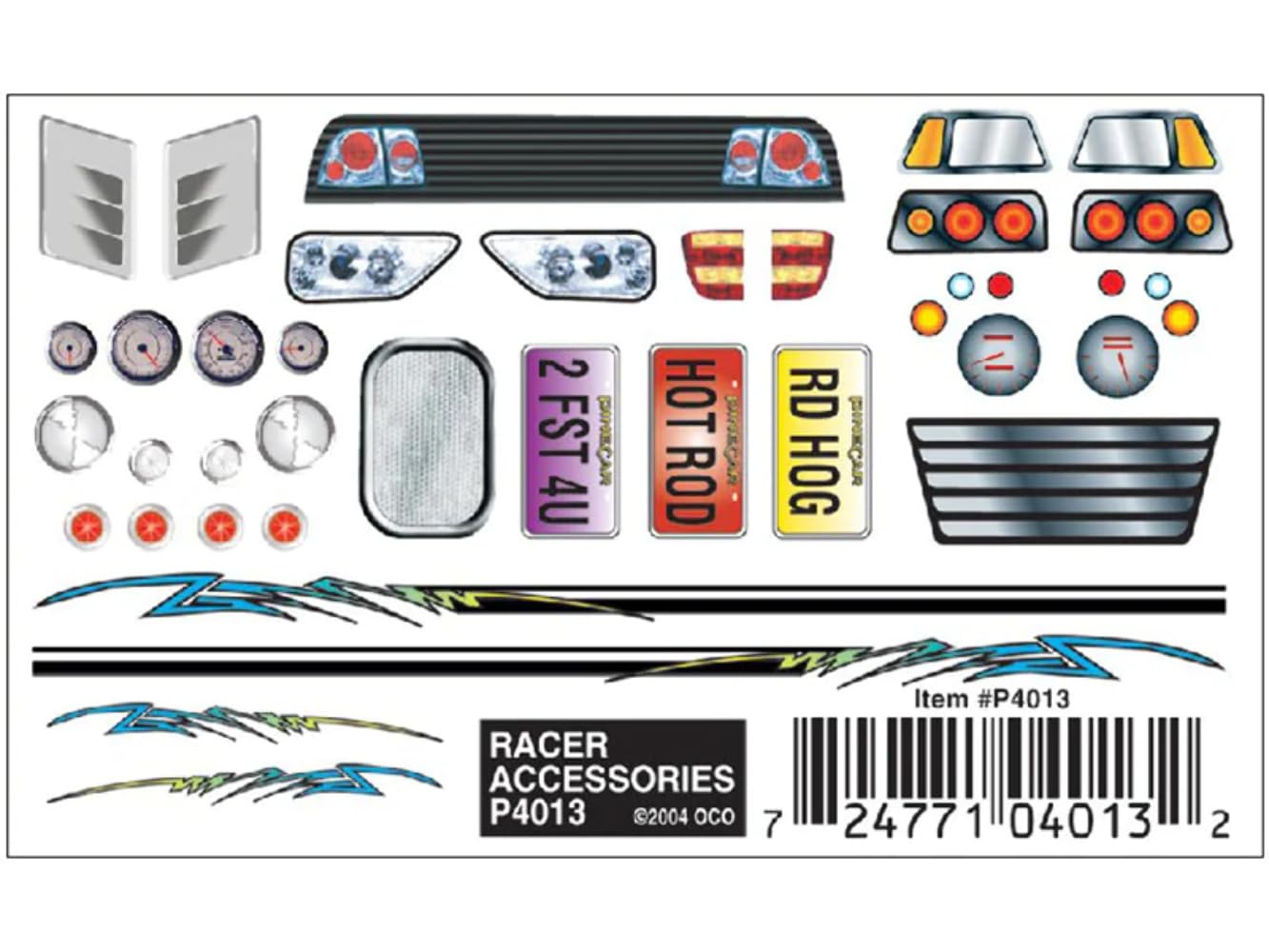 Woodland Scenics P4013 Pine Car Derby Dry Transfer Decal 3 by 2.5-Inch Sheet, Racer Accessories