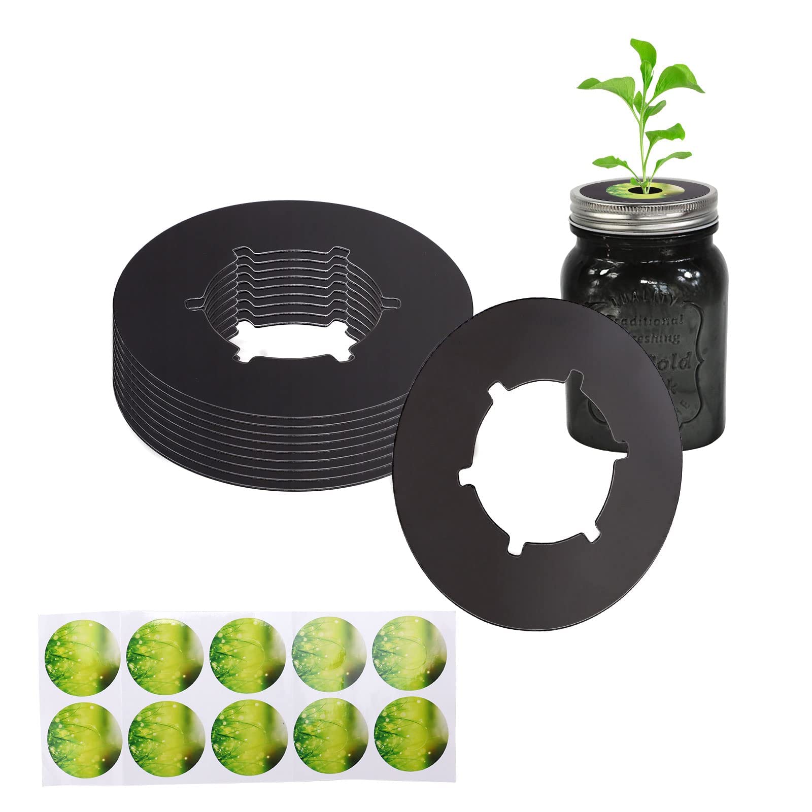 ZWMBYN 10 Pack Kratky Lids Insert Wide Mouth Hydroponic Cover Lids, Kratky Mason Jar Lids Insert Hydroponics Gardening Growing Lids, wide mason jar lids for Kratky Method